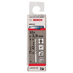 Bosch 2608585485 Metal Drill Bit Hss-G 3, 9mmx43mmx2.95In 10 Pcs
