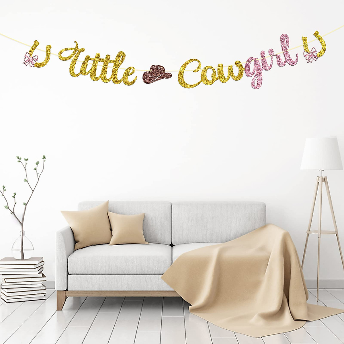 Little Cowgirl Banner - Western Cowboy One 1st Birthday Banner for Little Girl Gender Reveal Welcome Baby Girl Birthday Party Decorations
