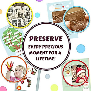 Baby Memory Book w/Keepsake Box & 30 Monthly & Baby First Milestone Stickers - Gender Neutral First Year Scrapbook Journal - Baby Photo Album for Boys & Girls