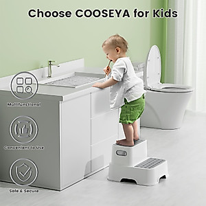 COOSEYA 2 Step Stools for Kids,Toddler Step Stool for Bathroom Sink,No-Slip Double up Step Stool for Toddlers Bathroom, Multifunctional Toilet Step Stool for Kids,Toilet Potty Training(2 Packs)