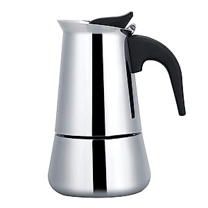 Yosoo Portable Stainless Steel Coffee Pot Moka Espresso Maker Mocha Pot Ideal for Home, Camping & Travel(100ml)
