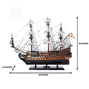 Old Modern Handicrafts San Felipe Medium Wooden Model Ship, Multi