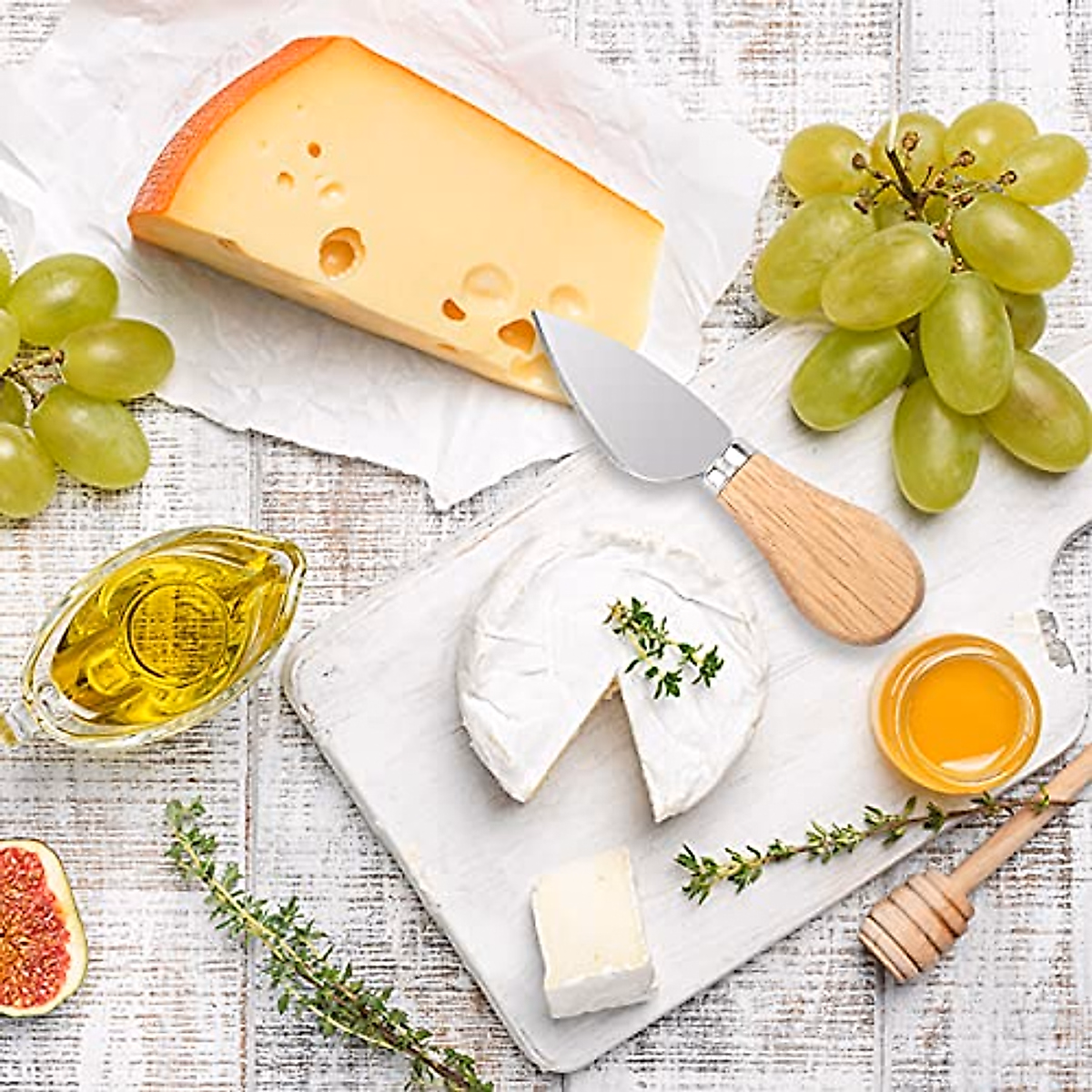 UUBAAR Cheese Knife Set, 4 PCS Cheese Knives for Charcuterie Board Utensils, Cheese Knives Set with Wood Handle Steel Stainless Cheese Slicer Cheese Cutter - Mini Knife, Butter Knife & Fork