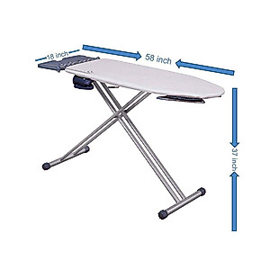 Mabel Home Ironing Board with Extra-Wide Surface, 8 Features, Retractable Shoulder Wings, Adjustable Height, 100% Cotton Cover