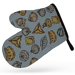 AAROENLYS, Oven Mitt Funny You'll Eat it and You'll Like it. 100 Cotton Kitchen Oven Glove Heat Resistant 480 Degree, Non-Slip Textured Grip for Baking Cooking BBQ, Blue, 11 x 7INCH