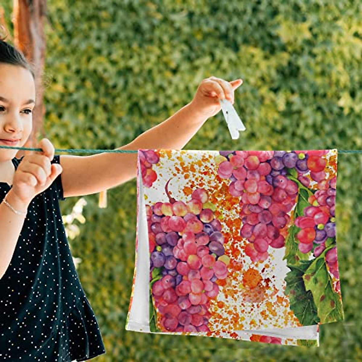 Set of 2 Premium Polyester Cotton Hand Towels Vintage Wine Grape, Highly Absorbent,28.3 x 14.4in(227vb1a)