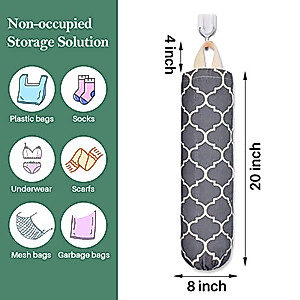 Plastic Bag Holder, Washable Grocery Bag Holder for Plastic Bags, Durable Plastic Bag Storage Dispenser with Hanging Loop, Wall Mount Trash Bag Dispenser for Home Kitchen Cabinet (Dark Grey)