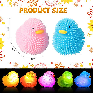 Meanplan 20 Pcs LED Puffer Duck Light up Duck Flashing Rubber Duck Mini Bath Ducks Light up Duck Relieve Toy for Boys Girls for Funky Disco Birthday Party Bathtub Shower Favors, 5 Mixed Colors