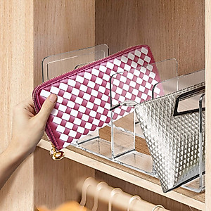 Vowcarol Clear Purse Storage Organizer, Mini Purse shelf for Closet, Small Clutch Purse Holder - 2 PACK