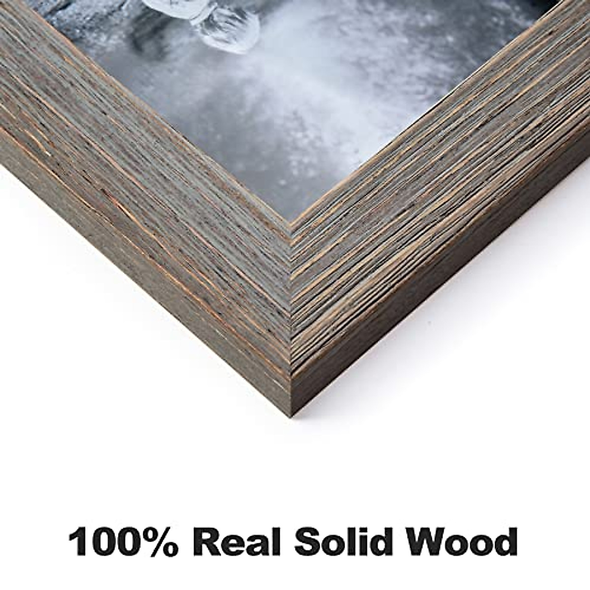 Yaetm 5x7 Rustic Picture Frame, Solid Wood Frame with High Definition Real Glass, Distressed Photo Frames for Table Top & Wall Mounting Display, Weathered Gray, Set of 2