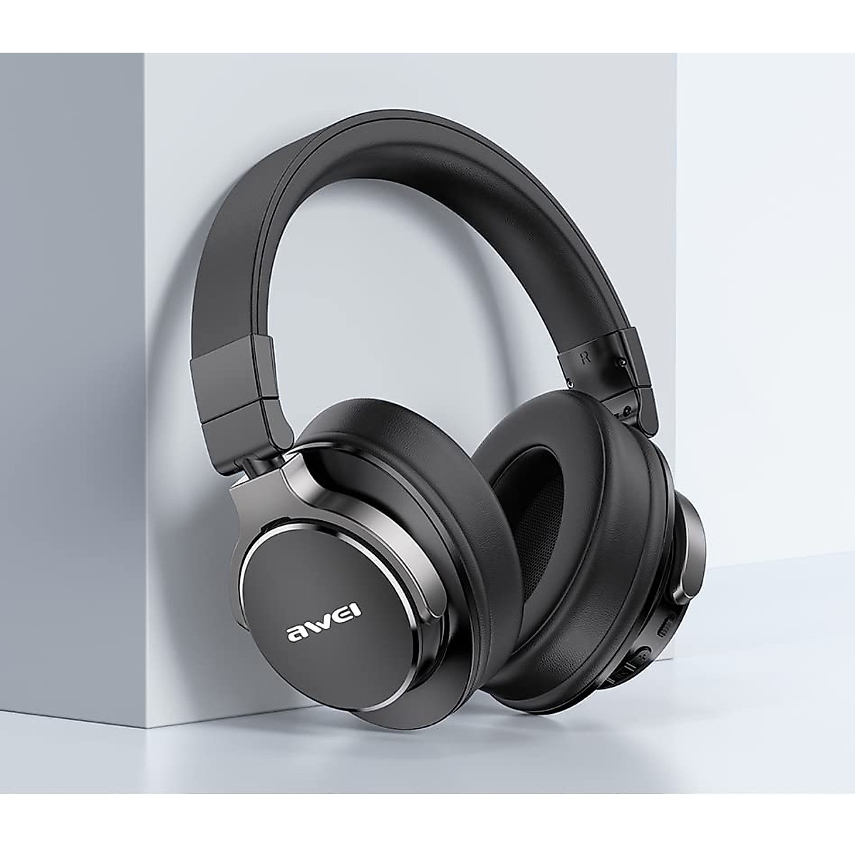 AWEI A710BL ANC Active Noise Cancelling Headphones Bluetooth 5.0, Stereo Headphones, Wireless and Wired Switching at Will, Stereo High Sound Quality, Shocking Bass Effect, Clear Calls (Black)