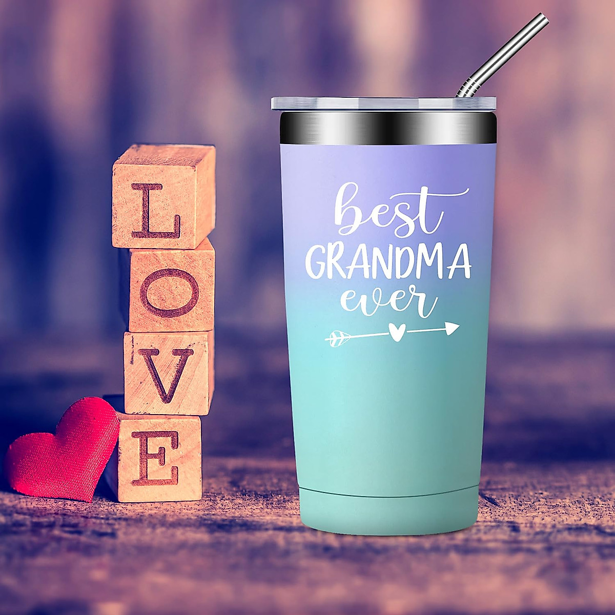 Fufandi Grandma Gifts, Best Grandma Ever - Grandma Gifts from Grandchildren - Gifts Ideas for Grandma - Mothers Day Christmas Birthday Gifts for Grandma, Grandmother, Nana - Tumbler Cup 20oz