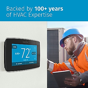 Sensi Touch Smart Thermostat by Emerson with Touchscreen Color Display, Programmable, Wi-Fi, Mobile App, Easy DIY, Data Privacy, Works with Alexa, Energy Star Certified, ST75 - Black, C-Wire Required