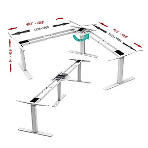 Bookshelf Height-Adjustable L-Shaped Standing Corner Desk Frame, Intelligent Electric Lifting Table with 4 Automatic Memory Keyboards, Heavy-Duty Steel Desk can Rotate 120°, for Home Office