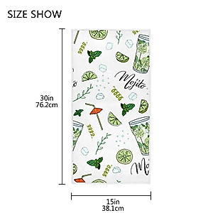 OTVEE Summer Cocktail Mojito Towel Washcloth 30x15 Inch Polyester Fingertip Towel for Home Bathroom Decor