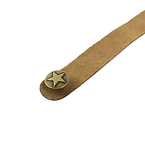 Walker And Williams AT-1-DBRN Distressed Brown Premium Leather Acoustic Guitar Strap Button Headstock Adaptor For Acoustic, Electric, And Bass Guitars