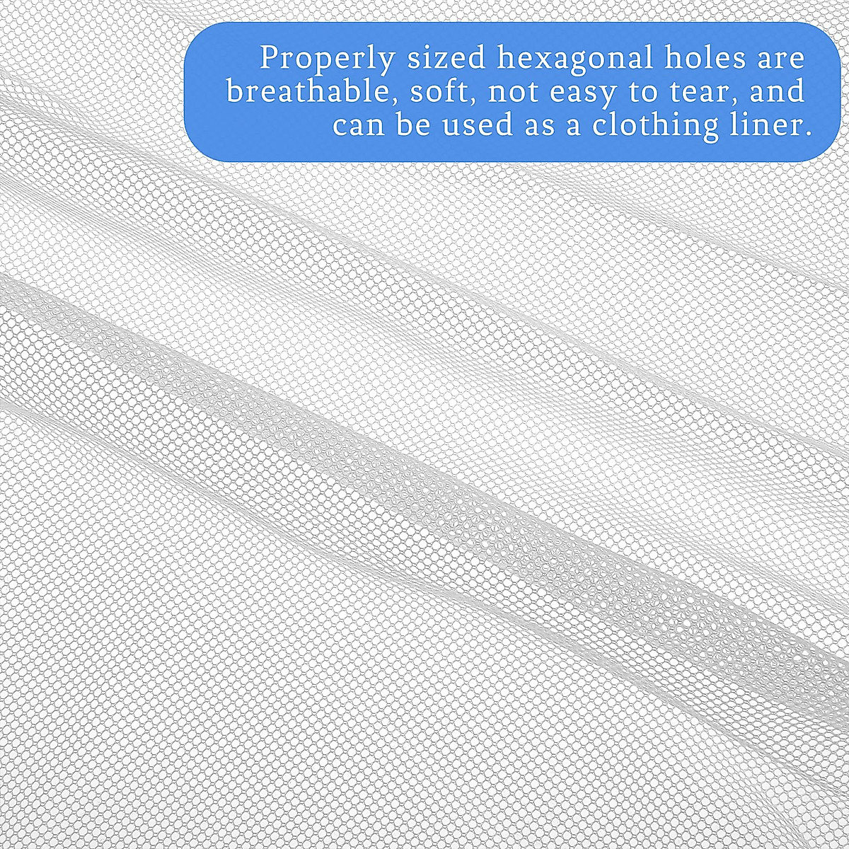 White Mesh Fabric 62 x 59-inch Slightly Stretchy Soft Mesh Fabric Netting for Netting Bag Shopping Bag, Backpack Pocket and Straps, Netting Clothes and Sewing Projects