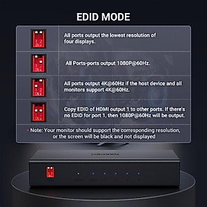 UGREEN HDMI Splitter 1 in 4 Out 4K@60Hz HDMI 2.0 Splitter 18 Gbps 1x4 Only Mirror Screen Support EDID HDCP 2.2/1.4 3D HDR Compatible with Apple TV Blu-Ray Monitor Xbox PS5/4 Switch Projector