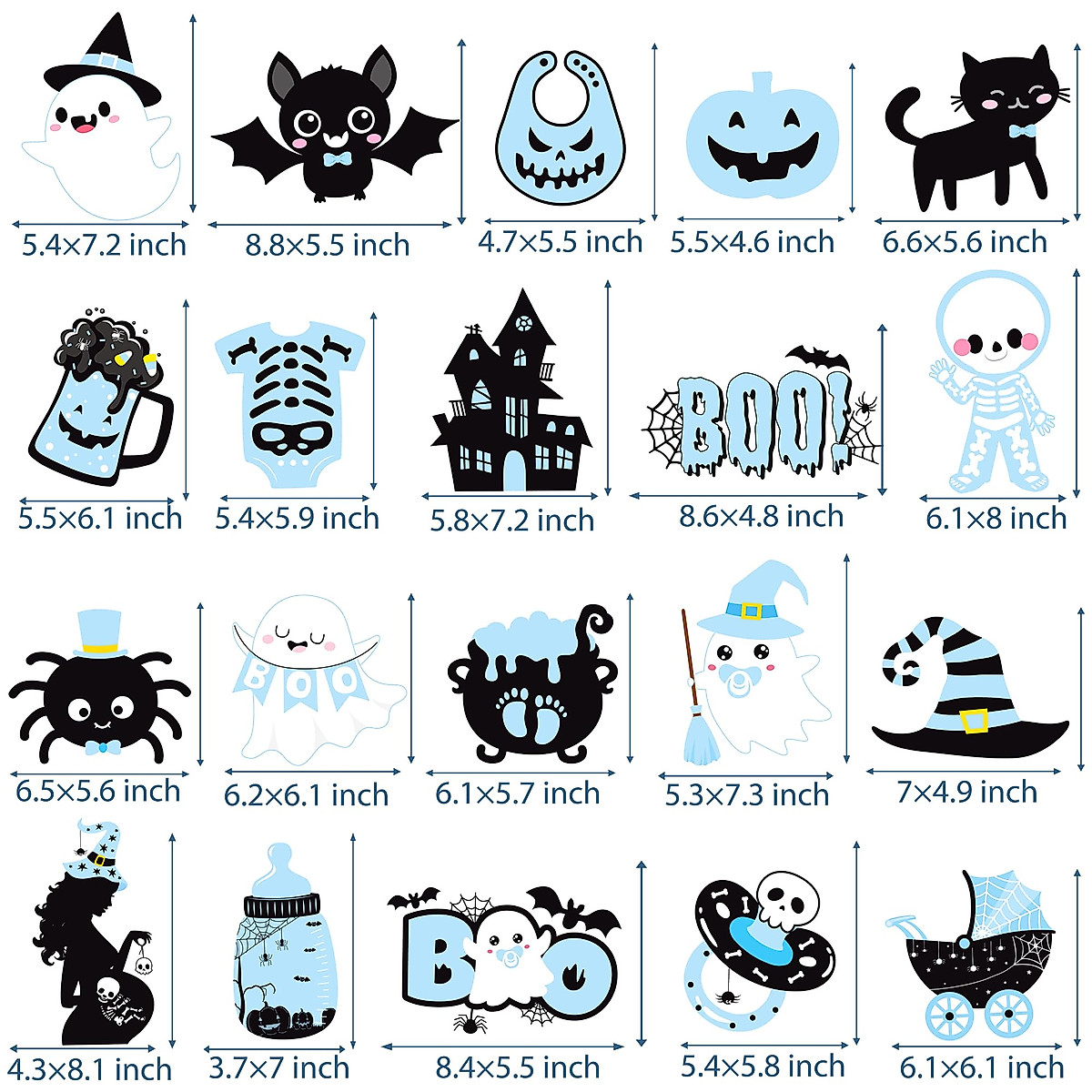 Halloween A Baby is Brewing Decorations Halloween Baby Shower Centerpiece Sticks 20Pcs A Little Boo Baby Shower Table Topper Decorations for Blue Halloween Pregnancy Party Decor