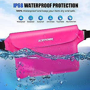 ECHTPower 2 Pack Waterproof Pouches Bag, Screen Touch Sensitive Waterproof Bag Dry Bags with Adjustable Waist Strap for Beach Bulk Swimming Kayaking Floating Boating Fishing Hiking Pool Water Park