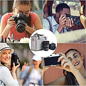 FOSOTO Camera Bag Case with Waterproof Rain Cover Compatible for Nikon D3500 D5600 D7500 D610 Canon EOS 4000D 2000D SL3 T7 M50 M6 SX530 Fujifilm X-T20,Grey