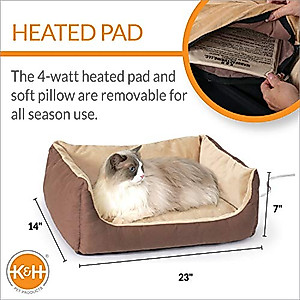 K&H Pet Products Thermo-Pet Cuddle Cushion Heated Pet Bed Mocha 14" x 23" 4W