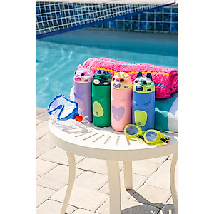 Ello Ellies 12oz Vacuum Insulated Stainless Steel Kids Water Bottle with Straw and Built-in Carrying Handle and Leak-Proof Locking Lid for School Backpack, Lunchbox and Outdoor Sports, Dino