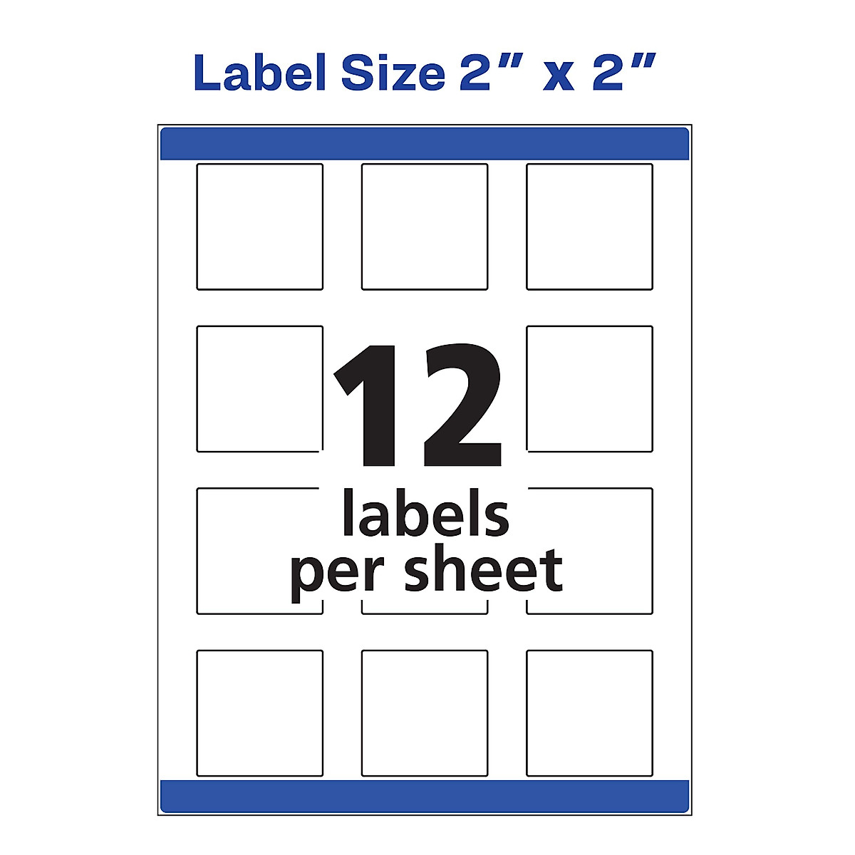 Avery Square Labels for Laser & Inkjet Printers, Sure Feed, 2" x 2", 300 White Labels (22806)