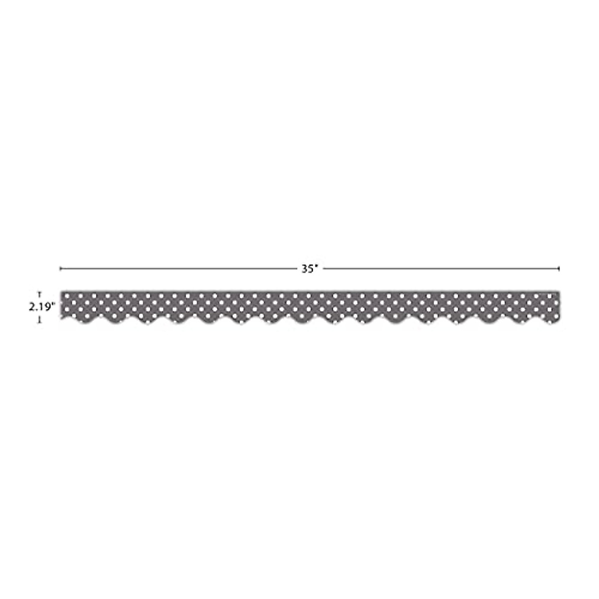 Teacher Created Resources Gray Polka Dots Scalloped Border Trim (5495)