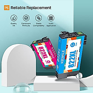 822XL Remanufactured Ink Cartridge Replacement for Epson 822XL Ink Cartridges Combo Pack Epson 822 XL T822XL Epson 822XL Ink Cartridges to use with Pro WF-3820 WF-4820 WF-4830 WF-4833 Printer（4 Pack）