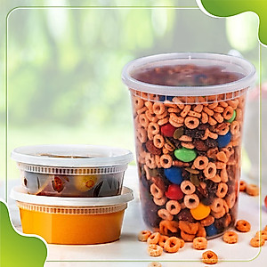 Deli Containers with Leakproof Lids-60 Sets [ 20sets-8oz, 20sets-16oz, 20sets-32oz] BPA-Free Plastic Microwaveable Clear Food Storage Container Premium Heavy-Duty, Freezer & Dishwasher Safe…