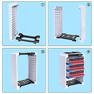 iayokocc Universal Game Storage Rack, Video Game Storage Set, Includes Storage Rack, Charging Dock, Controller Hook & USB Cable(White)