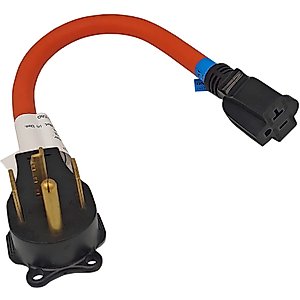 Fullsky FC-14352T Male 30A dryer plug 14-30P to 5-15R or 5-20R adapter 4 prong to 3 prong 20A output 125V