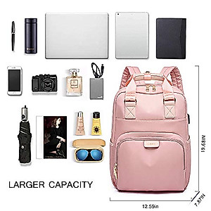 Travel Backpack for Women Men, Laptop Backpack Large Capacity Backpack for School with USB Charging Port, Work Laptop Bag Water Resistant, Waterproof Backpack Anti Theft-Pink