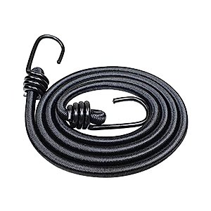 SGT KNOTS - Bungee Cord with Hooks | Marine Grade Shock Cord with 2 Hooks - Heavy Duty Elastic Cord - Bunjie Cords Strap - Bungees for Tie Downs, Camping, & Cars (24 in - Black, 4Pack)