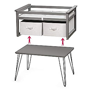 Badger Basket Contempo Convertible Changing Table for Infants and Babies - Includes Two Baskets, Gray/White