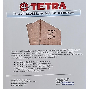 Tetra Elastic Bandage Velclose Single Clip Free Closure 3" x 5Yd (Stretched Length) Latex-Free, 10 per Box
