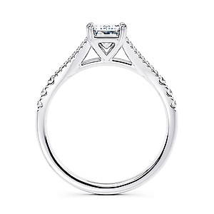 Blocaci Engagement Ring 2 CT Moissanite Emerald Cut Engagement Rings for Women 10k 14k 18k White Gold Rose Gold Yellow Gold Free Engraving Style 6