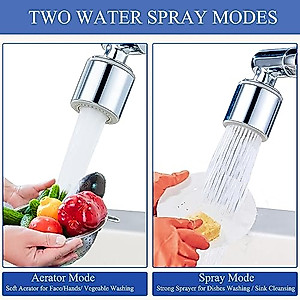 Berkebun Faucet Extender for Bathroom and Kitchen Sink, 1080° Swivel Faucet Attachment with Sprayer & Aerator, Brass Faucet Extension, Fits 15/16", 55/64", 13/16" Male and Female Thread Spouts, Silver