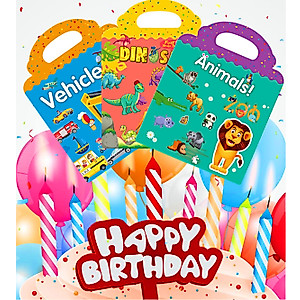 Reusable Stickers Book for Toddlers,Dinosaur, Animal and Vehicle Static Sticker for Kids Activity Books Learning Toys Birthday Christmas Gifts