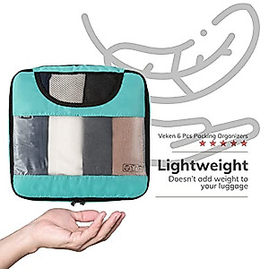 6 Set Packing Cubes for Suitcases, Travel Organizer Bags for Carry on Luggage, Veken Suitcase Organizer Bags Set for Travel Essentials Travel Accessories in 4 Sizes(Extra Large, Large, Medium, Small)