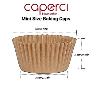 Caperci 500 Count Mini Cupcake Liners Natural Muffin Liners Greaseproof No Smell Small Cupcake Wrappers Baking Cups