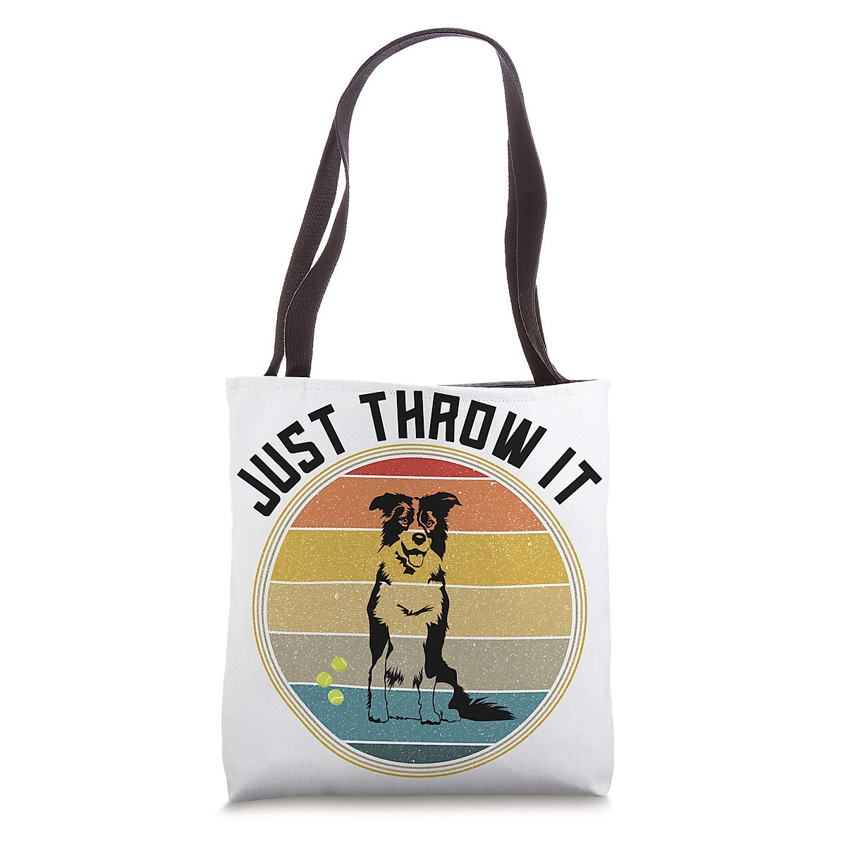 Retro Border Collie Lover Just Throw It Border Collie Mom Tote Bag