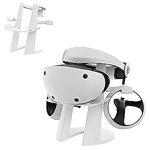 AMVR VR Stand for Quest 2, VR Headset and Touch Controllers Display Holder for Quest 2, PSVR 2, Quest, Rift, Rift S or Valve Index (White, Just VR Stand)