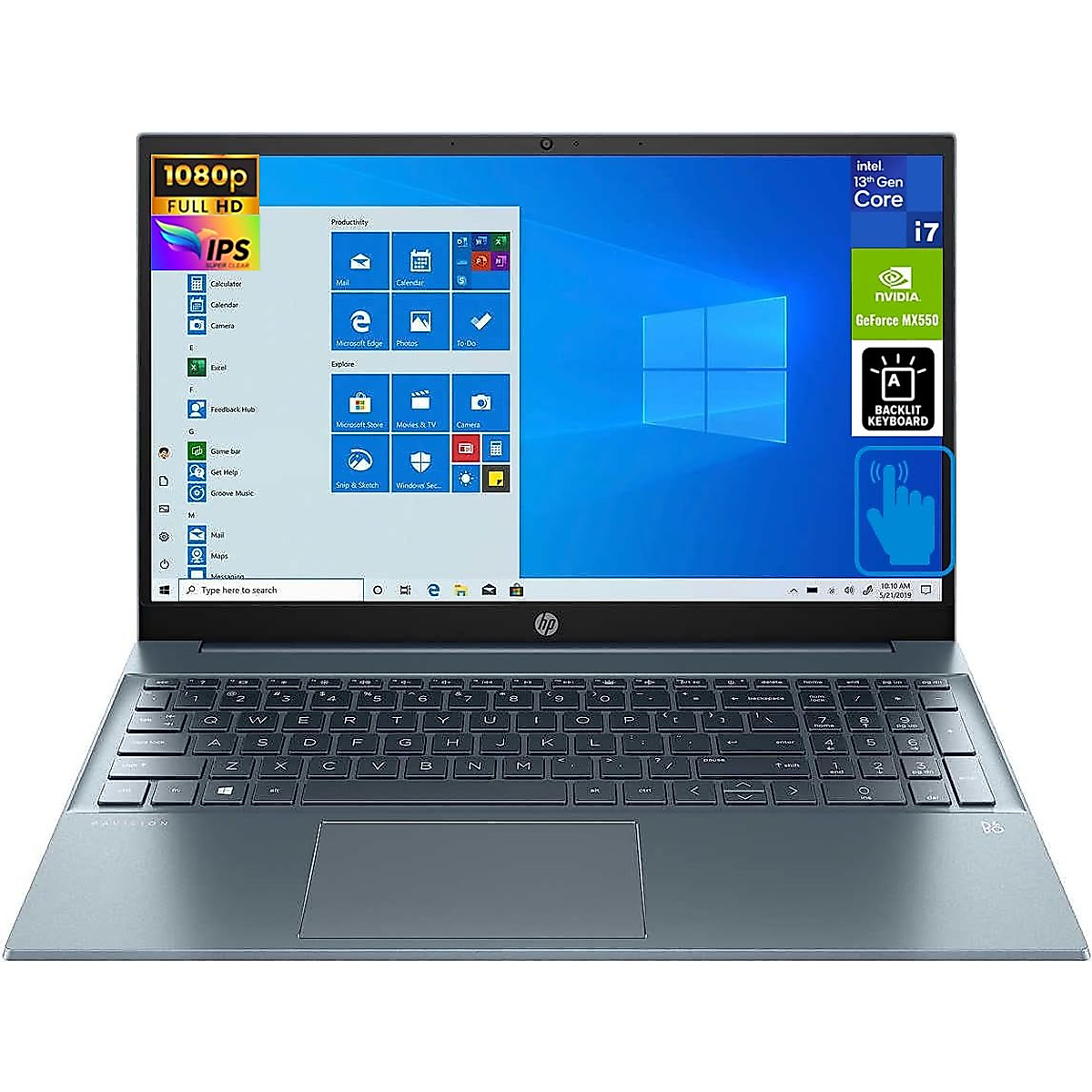 HP Pavilion Laptop 15.6" Touchscreen IPS FHD (Intel i7-1355U, MX550 2GB, 32GB RAM, 1TB PCIe SSD, Backlit KYB, WiFi 6, Bluetooth 5.2, HD Webcam, Win 11 Pro) w/DKZ Hub USB Port Expander