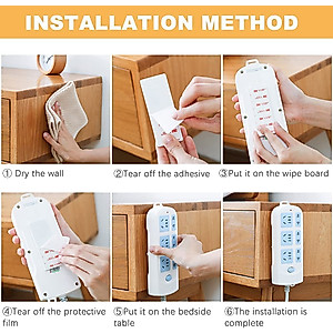 Self-Adhesive Desktop Socket Fixer, Desktop mountable Plug-in Socket Fixer Bracket Stand, Cable Management Punch Free Surge Protector, Self Adhesive Power Strip Holder (4pcs-White)