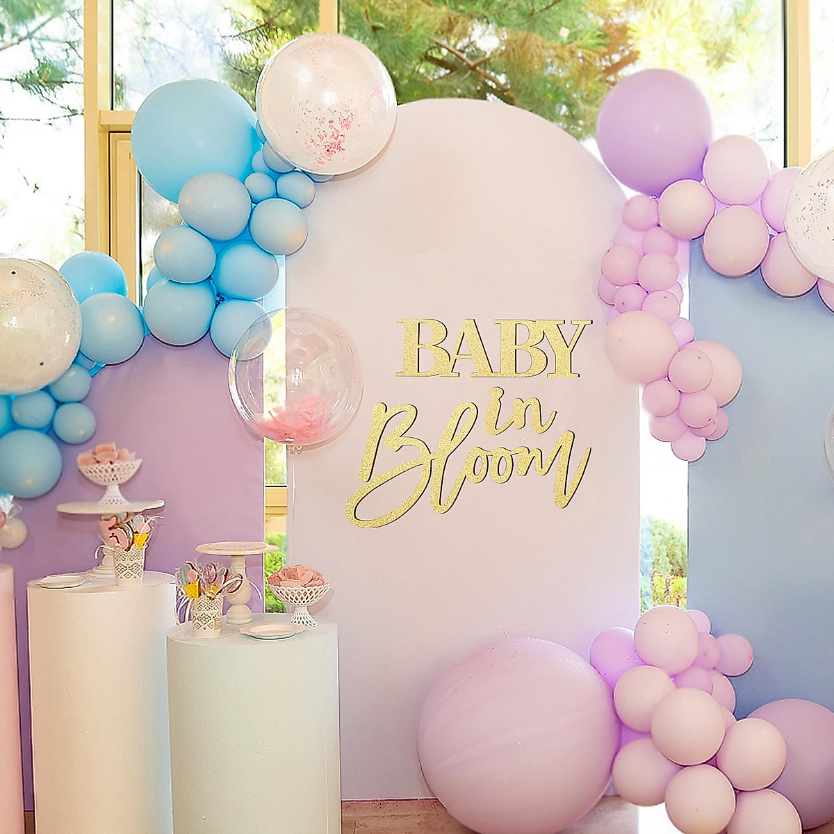 Wooden Gold "Baby in Bloom" Sign - Elegant Gender Reveal Party & Baby Shower Decoration, Ideal for Pregnancy Announcement, Nursery Decor, and Maternity Photoshoots