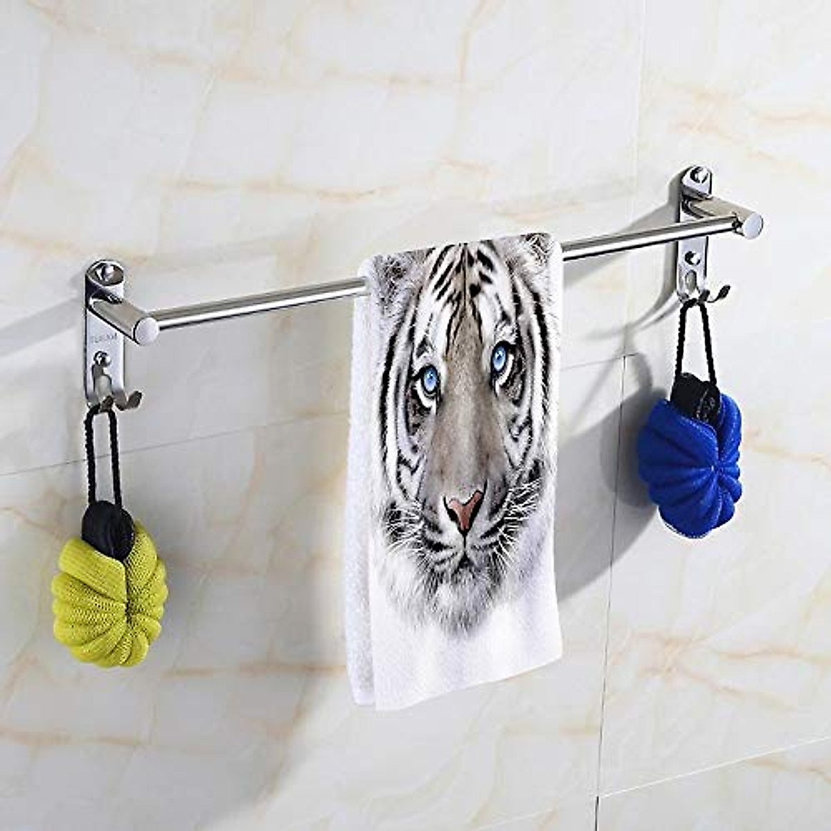Beabes Tiger Hand Towel for Bathroom White Bengal Tiger Face Head Animal Mammal Wild Zoo Face Spa Yoga Towel 15 X 30 Inch