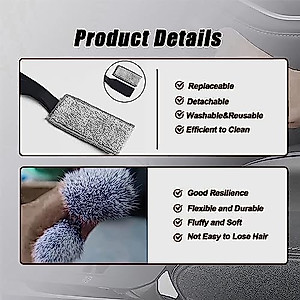 GKmow Pack-1 Car Interior Detailing Brush, Double Head Brush for Car Clean, Soft Multi-Functional Double Ended Portable Dust Brush, Applicable for House, Car Air Vents Crevice, Office (Black)