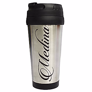 Personalized Travel Tumbler Coffee Mug - Engraved Custom Monogrammed - 16 oz (Silver)